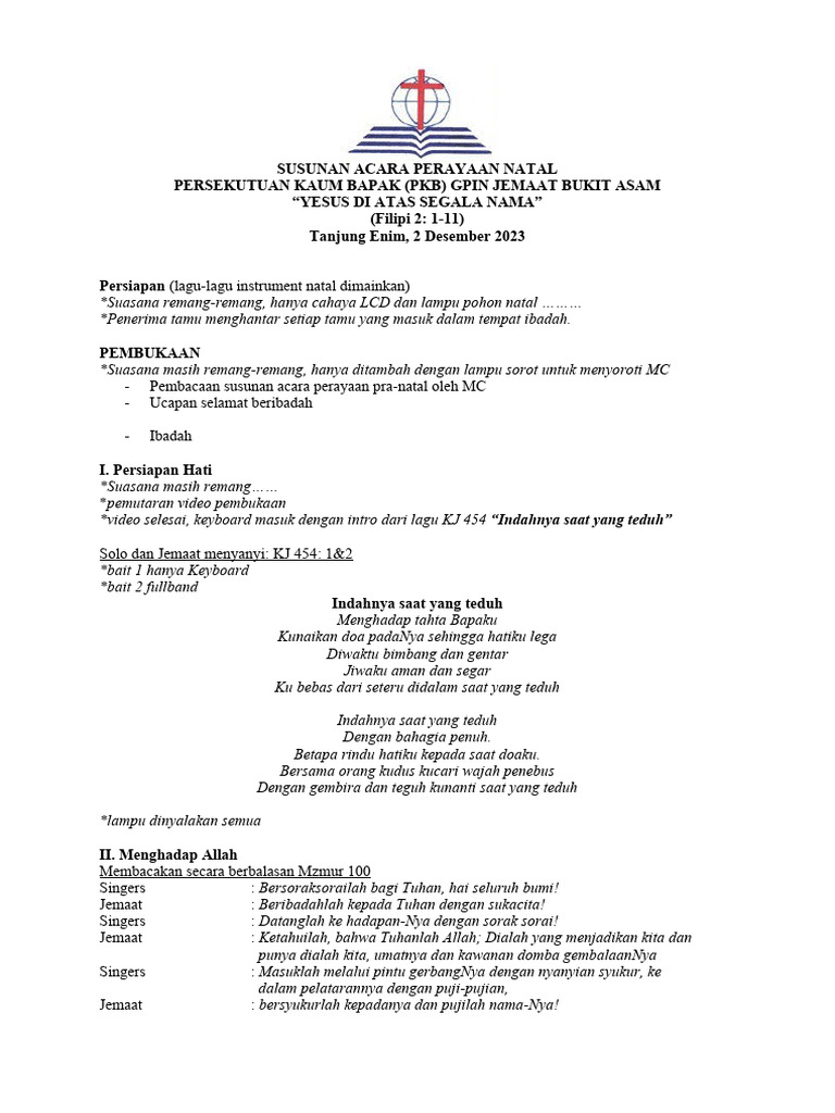 Susunan Acara Perayaan Pra | PDF