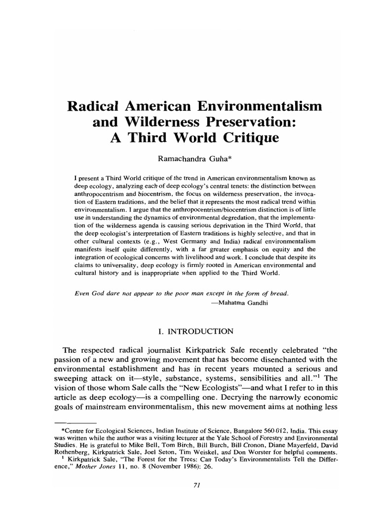 Radical American Environmentalism | PDF | Environmentalism | Ecology
