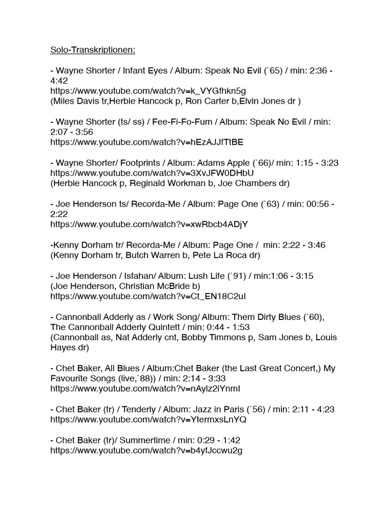 Solo Transkriptionen | PDF | American Popular Music | American Music People Solo Transkriptionen | PDF | American Popular Music | American Music People