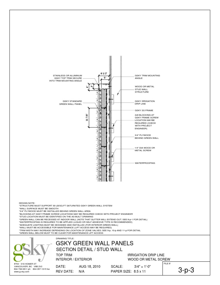 GSky Green Wall Spec Drawing-3-P-3 | PDF