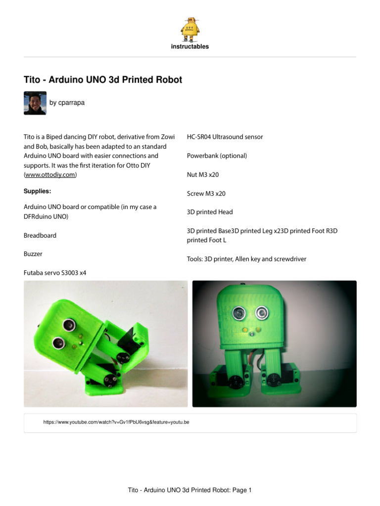 Tito Arduino UNO 3d Printed Robot | PDF | Games & Activities | Computers