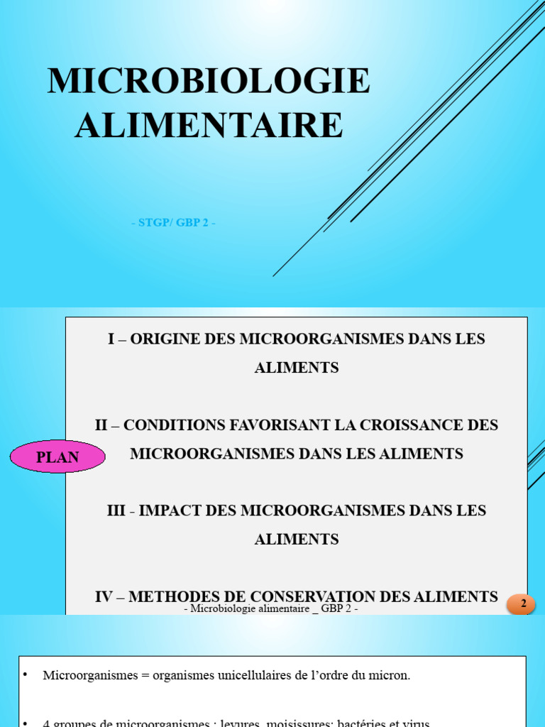 Microbiologie Alimentaire | PDF | Microbiologie | Micro-organisme