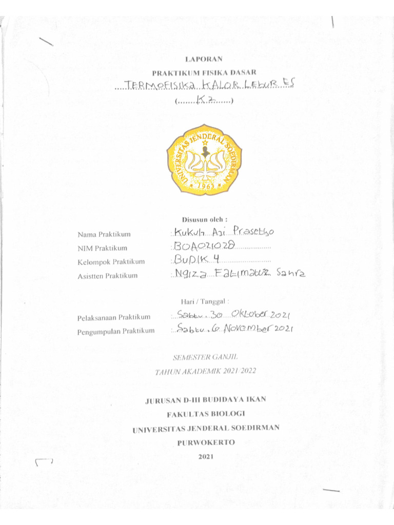 Kukuh Aji Prasetyo - B0a021028 - Laprak1 | PDF