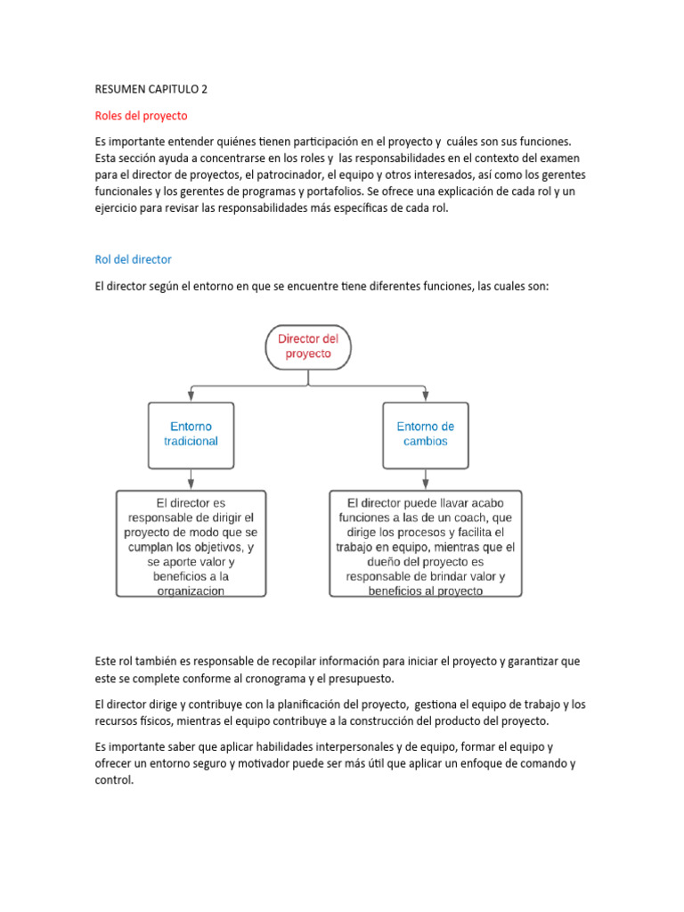 RESUMEN CAPITULO 2 - Gestion de Proyectos | PDF