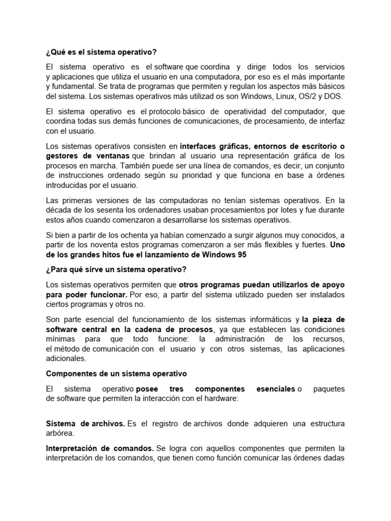 Qué Es El Sistema Operativo | PDF Qué Es El Sistema Operativo | PDF