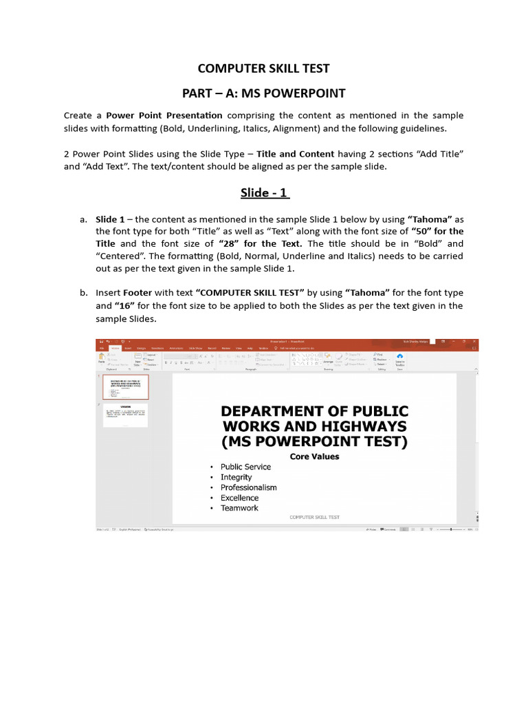 Comp. SKill Test - Non-Tech | PDF | Microsoft Word | Microsoft Excel