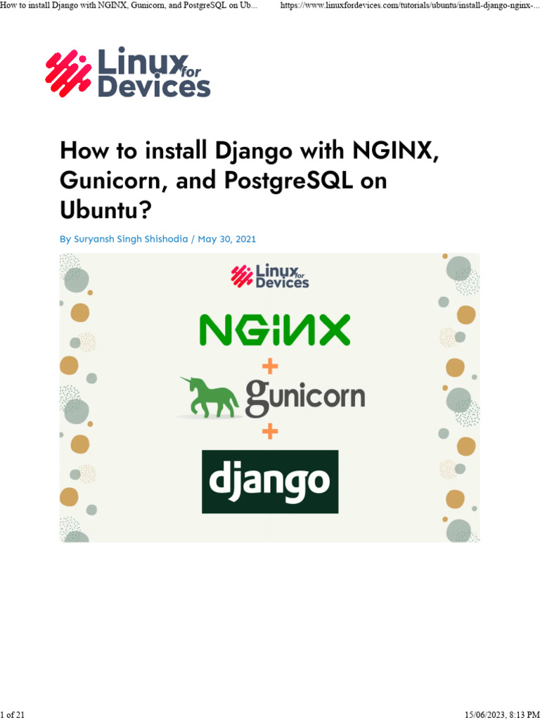 How To Install Django With NGINX, Gunicorn, and PostgreSQL On Ubuntu ...