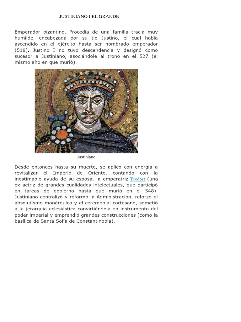 Biografia de Justiniano I El Grande | PDF