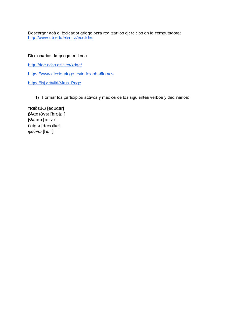 Ejercicios de Participio de Presente Temático | PDF