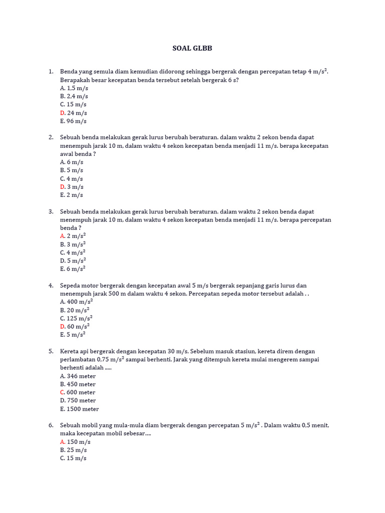 Soal GLBB | PDF | Sains & Matematika
