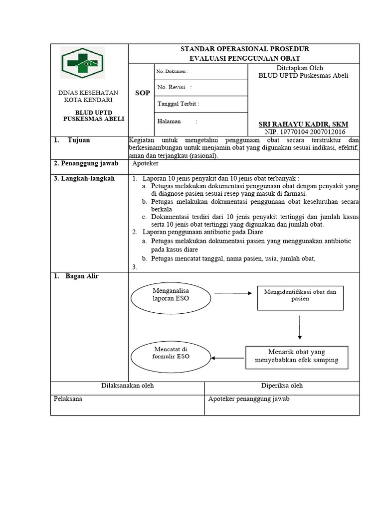 Standar Operasional Prosedur Evaluasi Penggunaan Obat | PDF