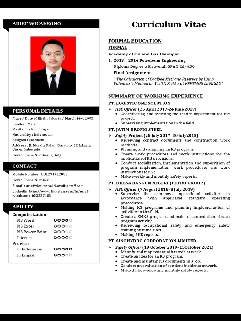 Curriculum Vitae, Sertifikat AK3 Umum & Paklaring Kerja | PDF | Laboratories | Risk