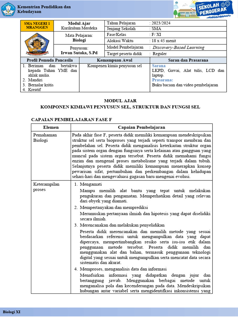 Modul Ajar Kelas Xi 2023 Pdf