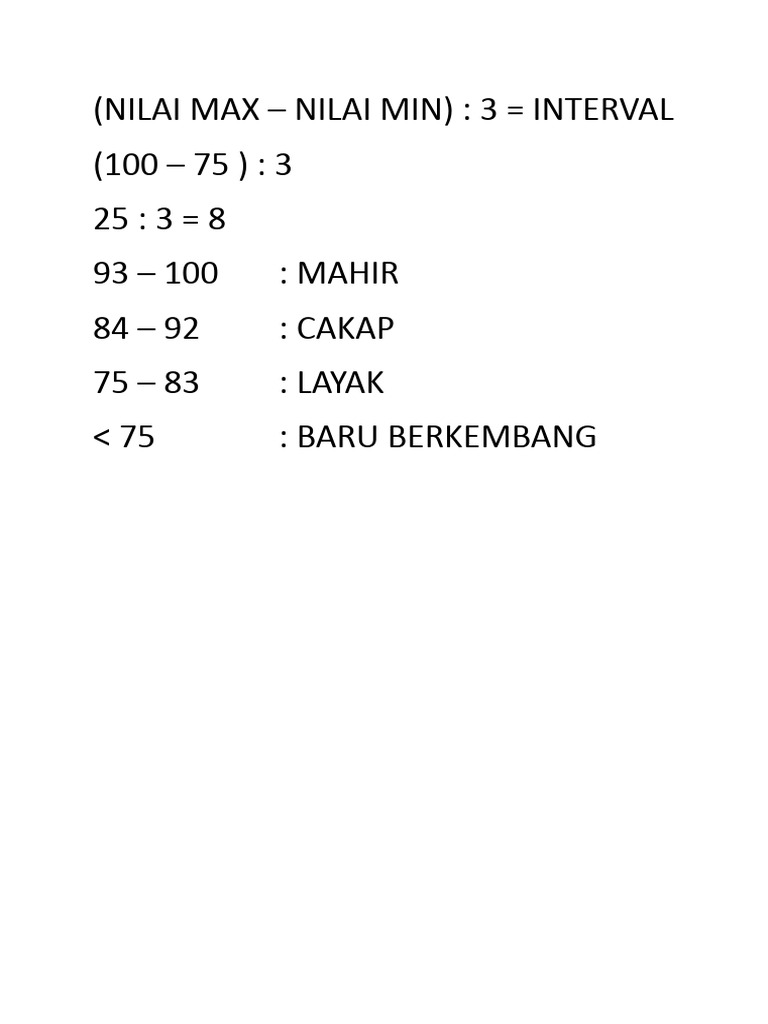 Rumus Hitung Interval Nilai | PDF