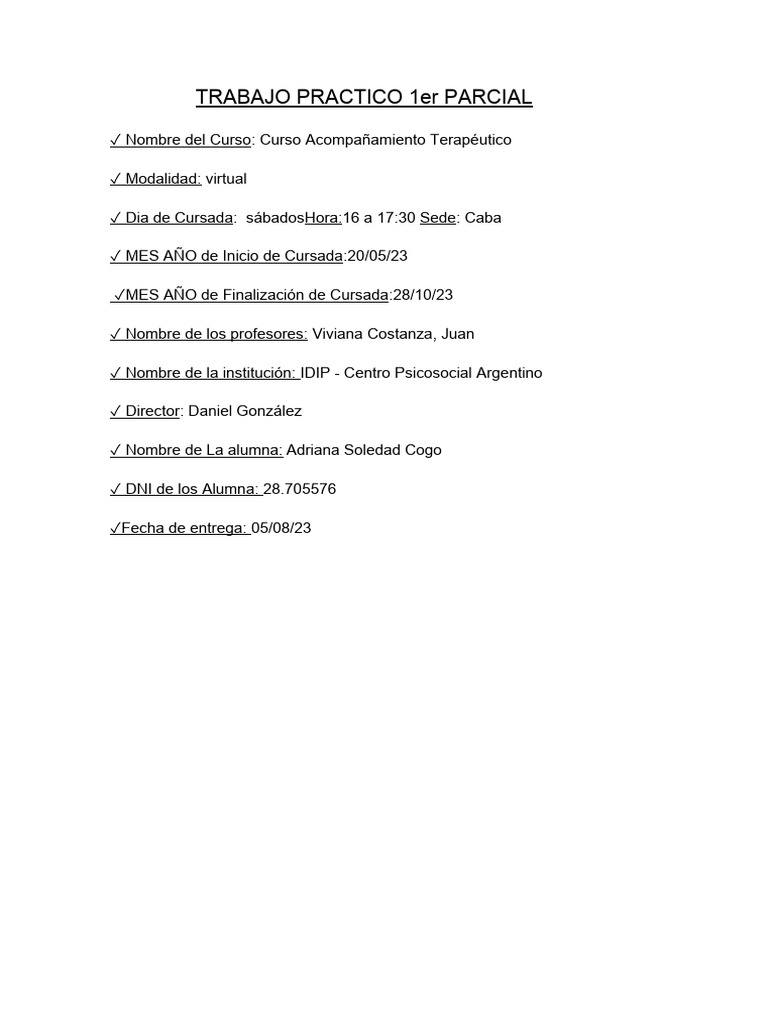 Trabajo Practico 1er Parcial | PDF