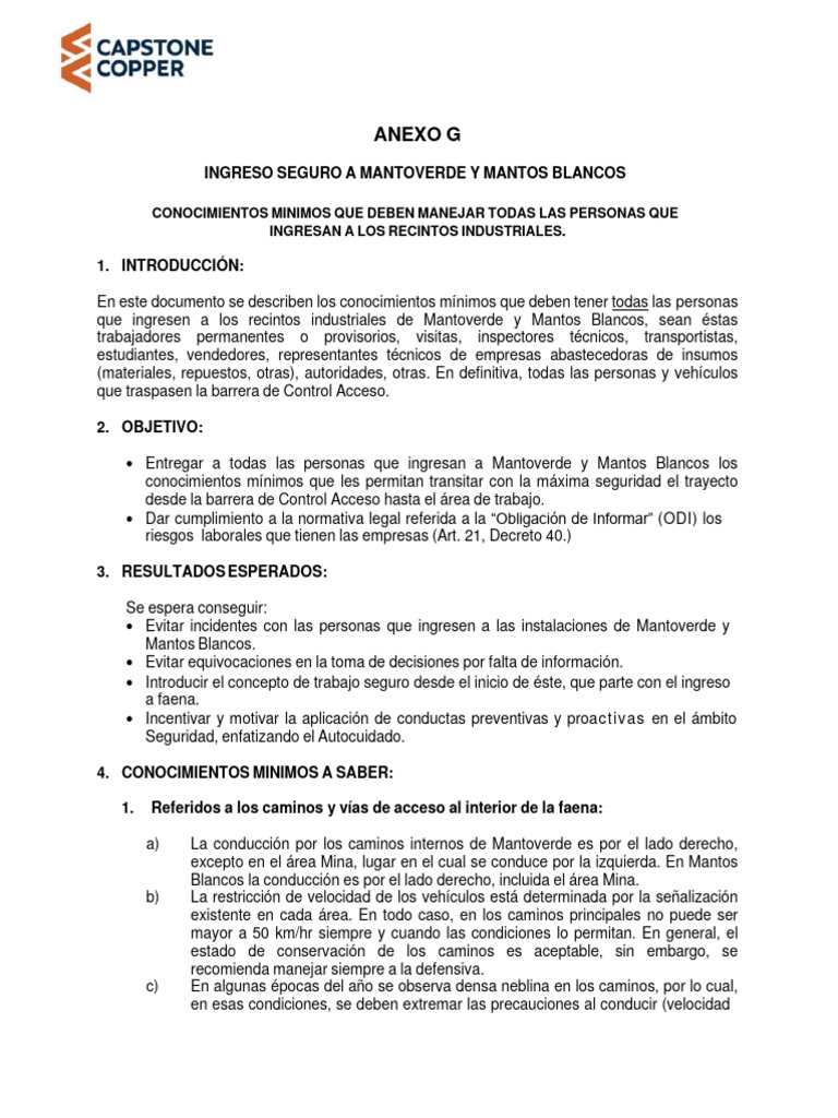 Formato Anexo G - Capstone Copper | PDF