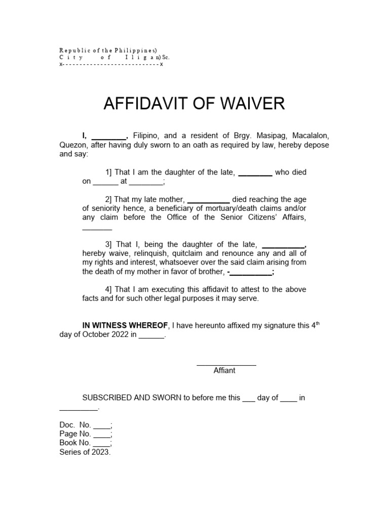 Affidavit of Waiver | PDF