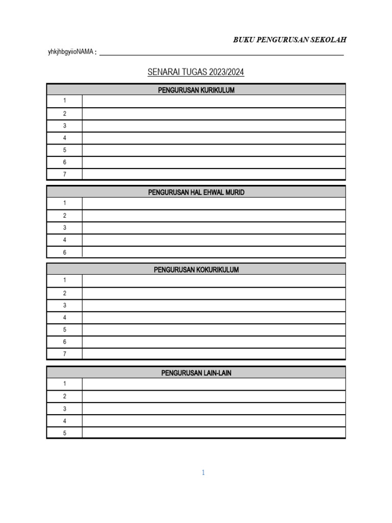 Buku Pengurusan Sekolah 2023 2024 ARSYAD KOKO | PDF