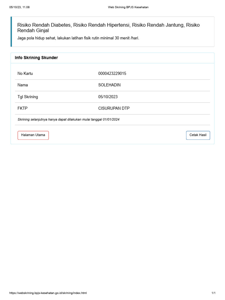 Web Skrining BPJS Kesehatan | PDF