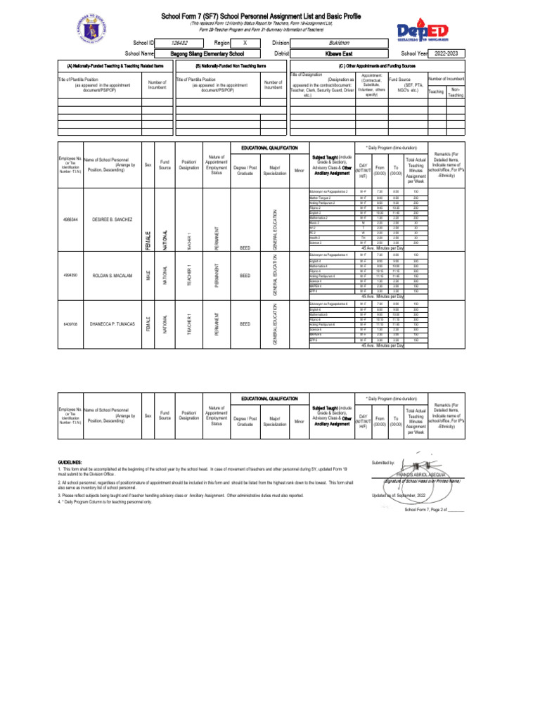School Form 7 | PDF