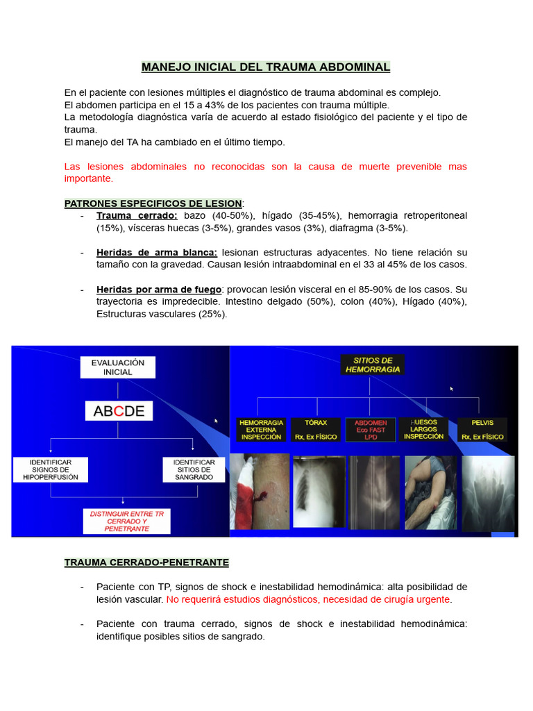Manejo Inicial del Trauma Abdominal | PDF | Lesión | Abdomen