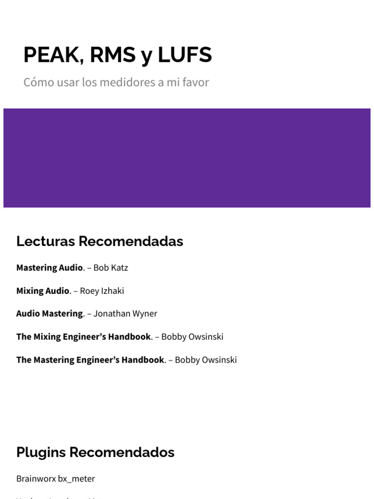 Presentacion Peaks Rms Lufs Como Usar Medidores Favor | PDF | Signal Processing | Sound