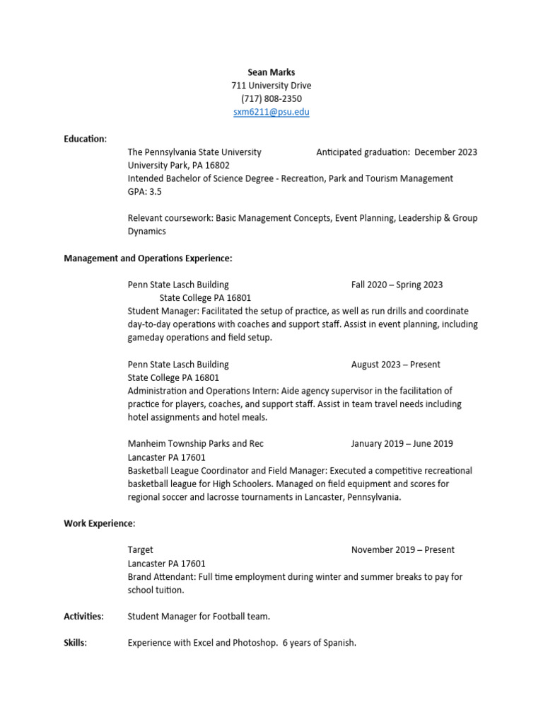 Sean Marks Resume | PDF