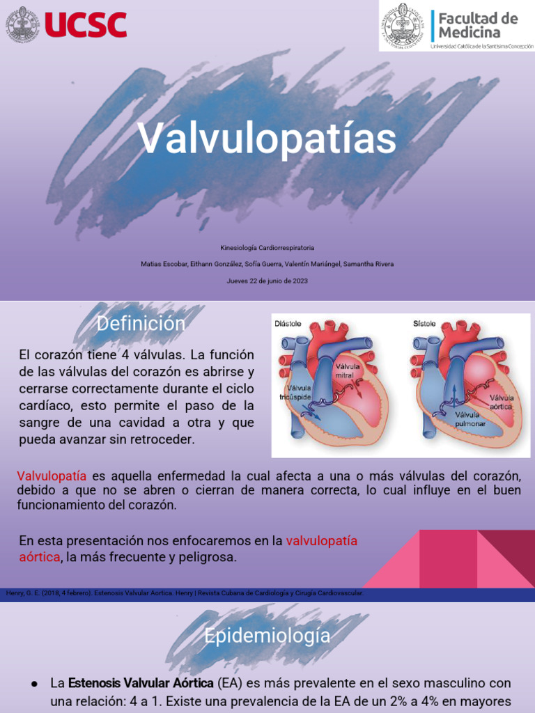 Valvulopatías Pdf Angiología Sistema Circulatorio