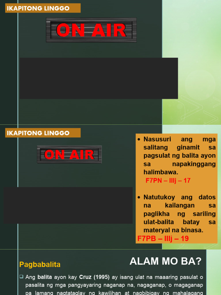 Week 8 - Pagbabalita | PDF