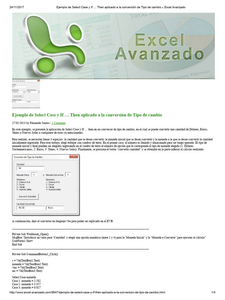 Ejemplo de Select Case y If Then Aplicado A La Conversión de Tipo de ...