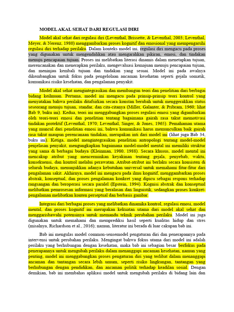 Model Akal Sehat Dari Regulasi Diri-1 | PDF