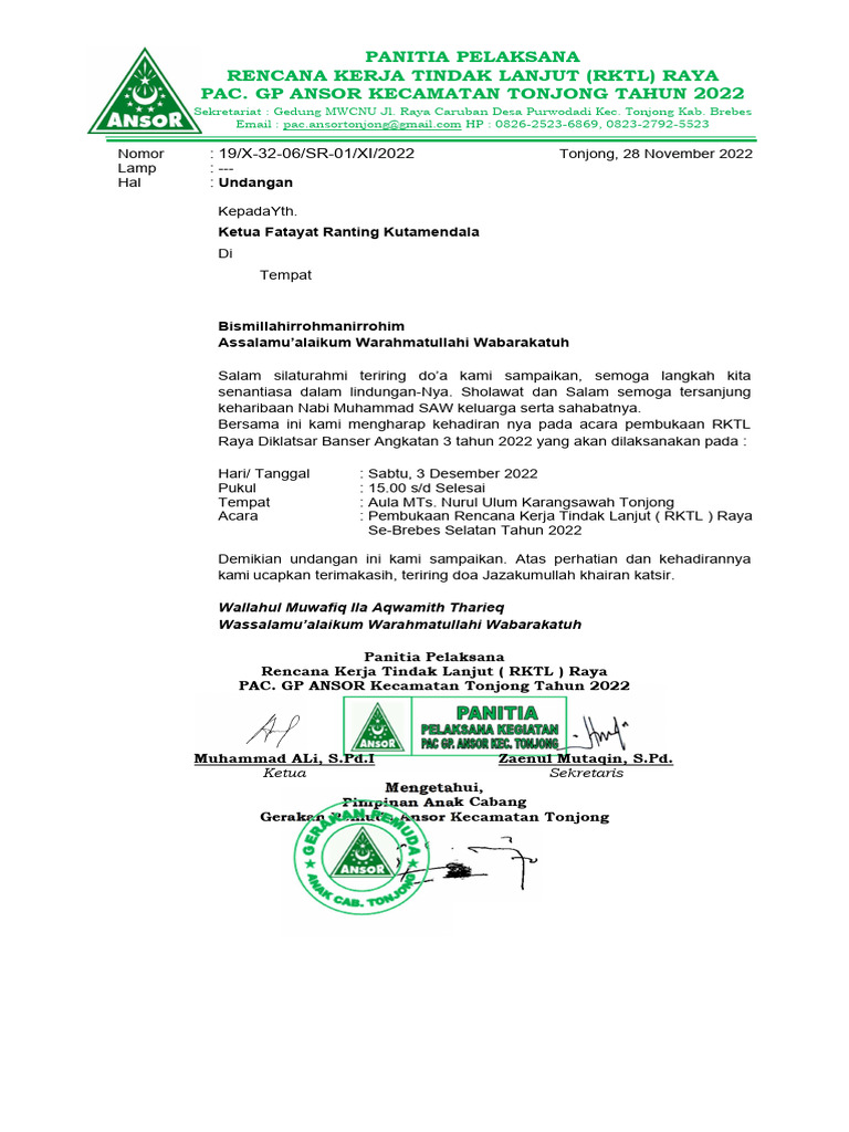 Undangan Fatayat Ranting | PDF