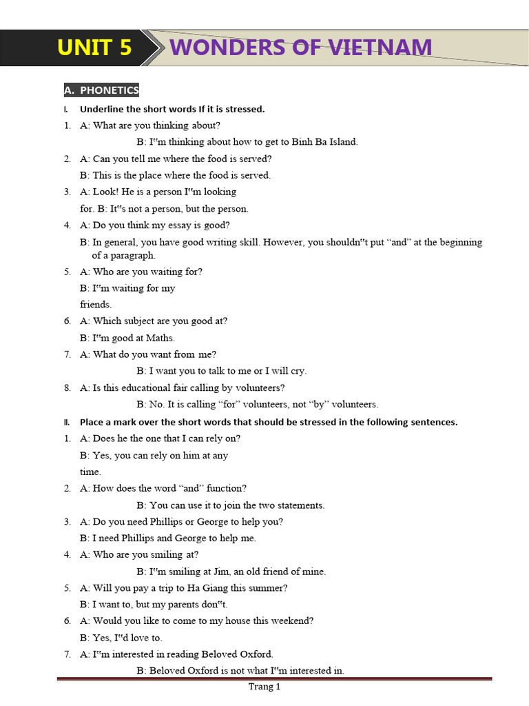 Unit 5 Wonders of Vietnam Extra | PDF