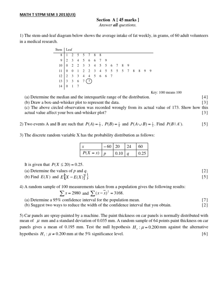 Math T STPM Sem 3 2013 (U3) | PDF