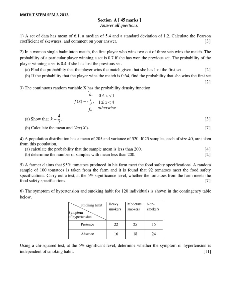 Math T STPM Sem 3 2013 | PDF