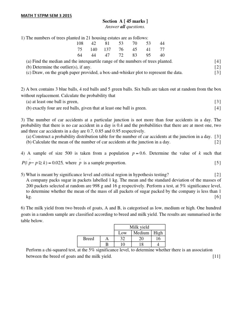 Math T STPM Sem 3 2015 | PDF | Statistical Significance | Scientific Method