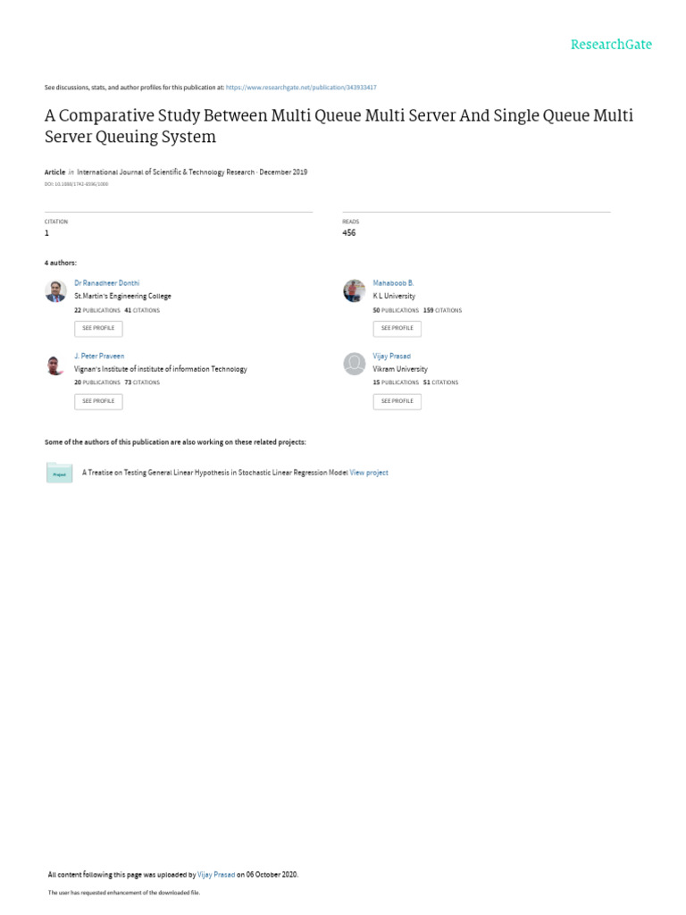 A Comparative Study Between Multi Queue Multi Server and Single Queue ... A Comparative Study Between Multi Queue Multi Server and Single Queue ...
