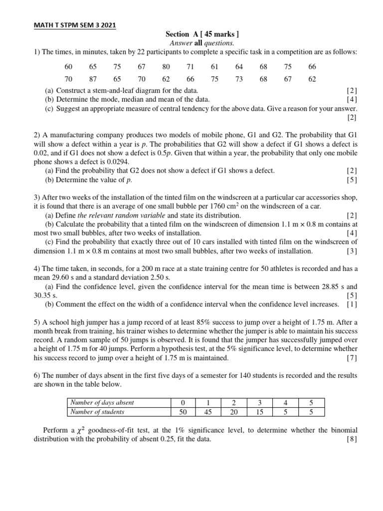 Math T STPM Sem 3 2021 | PDF