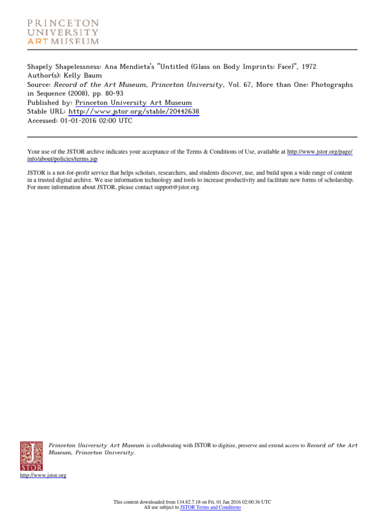 Kelly Baum - Shapely Shapelessness: Ana Mendieta's "Untitled (Glass On ...