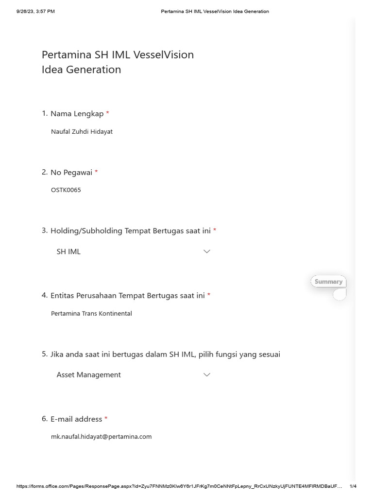 Pertamina SH IML VesselVision Idea Generation | PDF