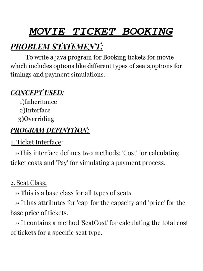 Movie Ticket Booking | PDF | Class (Computer Programming) | Method (Computer Programming)