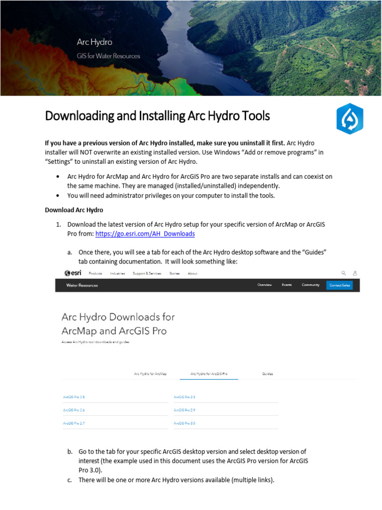 Install Arc Hydro Tools Guide | PDF