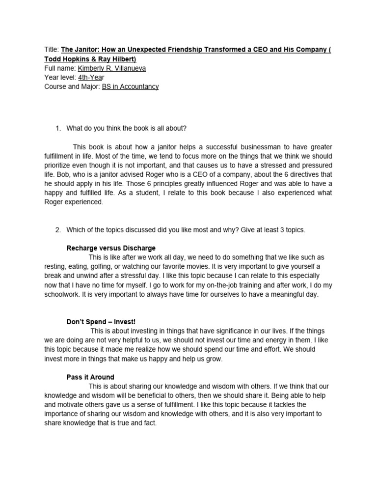 The Janitor's Life Lessons for CEOs | PDF | Knowledge | Wisdom