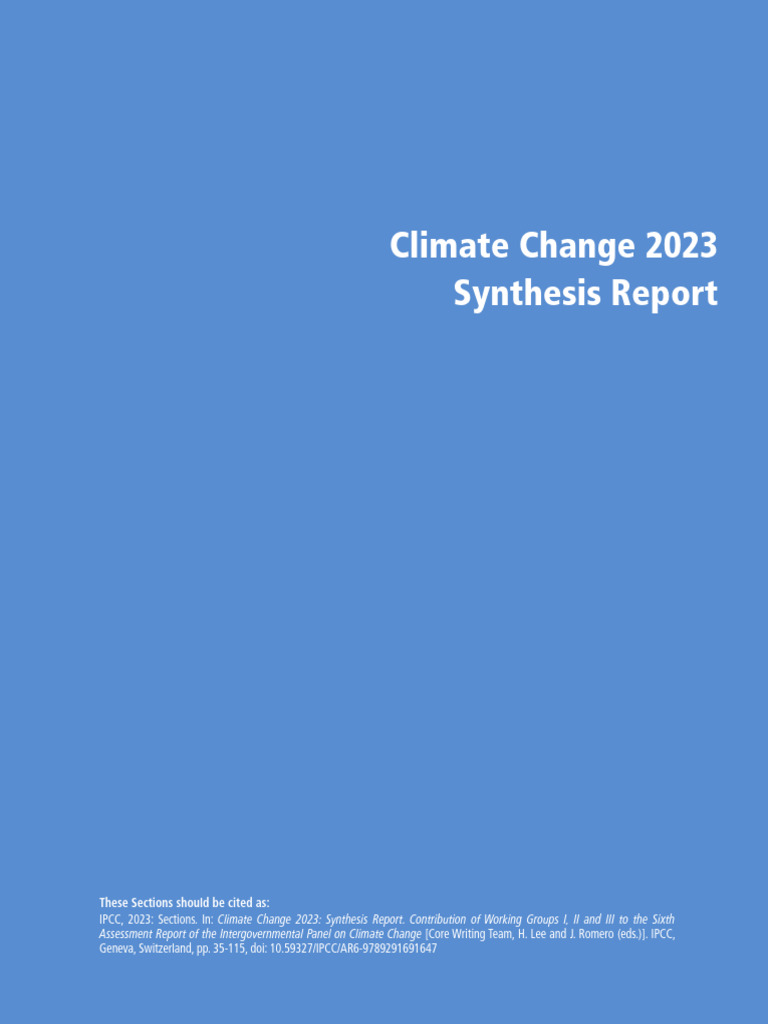 IPCC 2023 Climate Change Synthesis Report | PDF | Greenhouse Gas ...