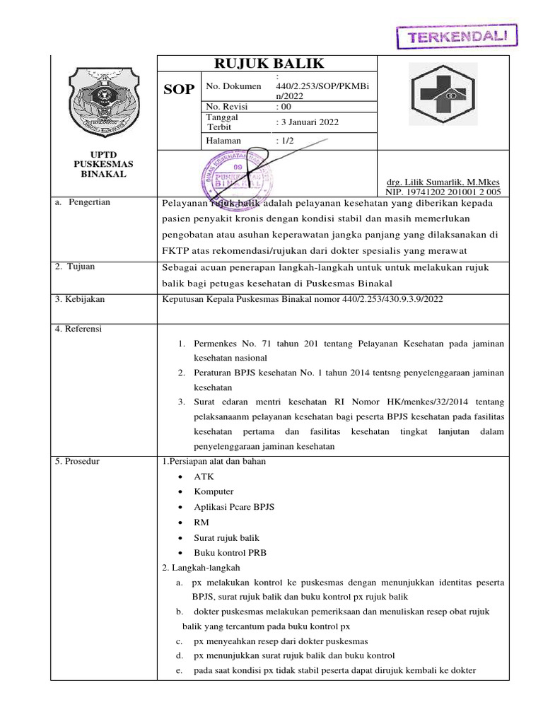 2. SOP RUJUK BALIK | PDF