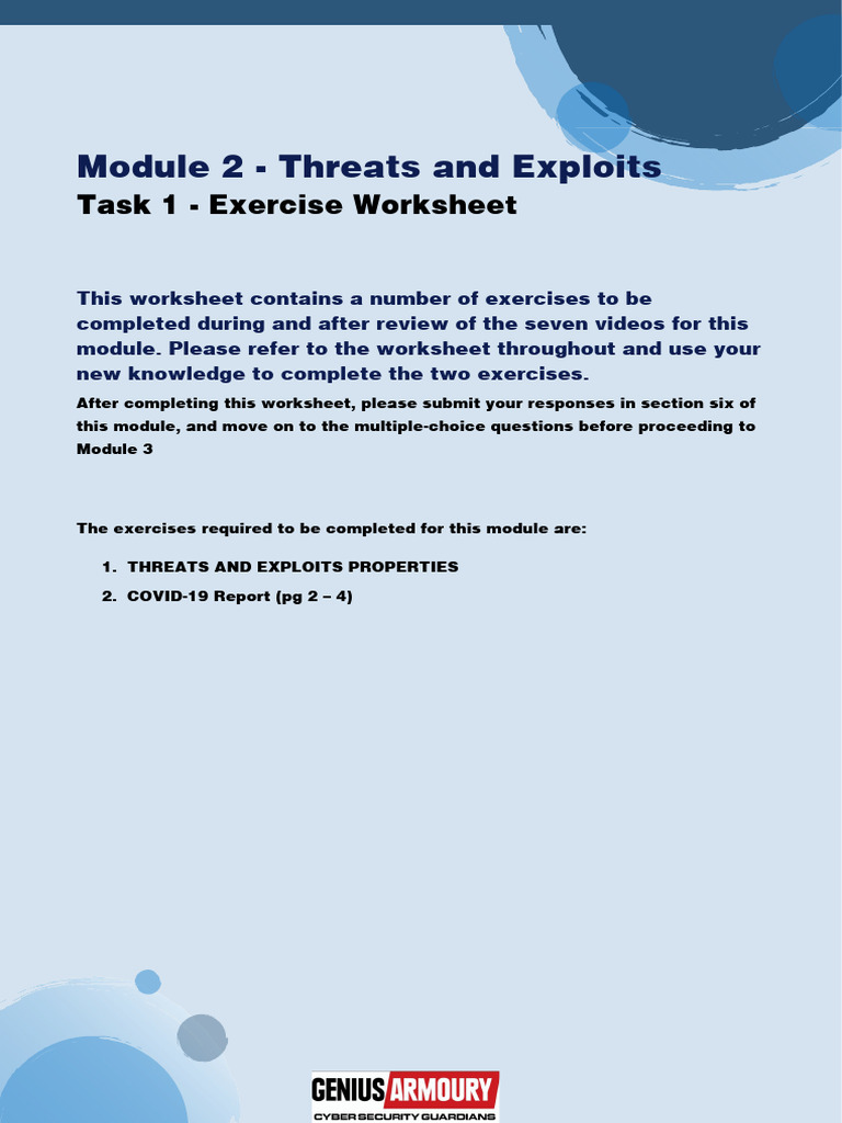 Module 2 - Task 1 Exercise Worksheet | PDF | Security | Computer Security