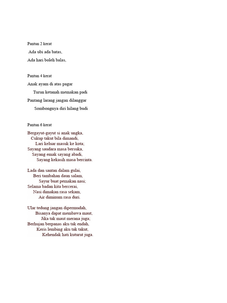 Pantun 6 Kerat | PDF