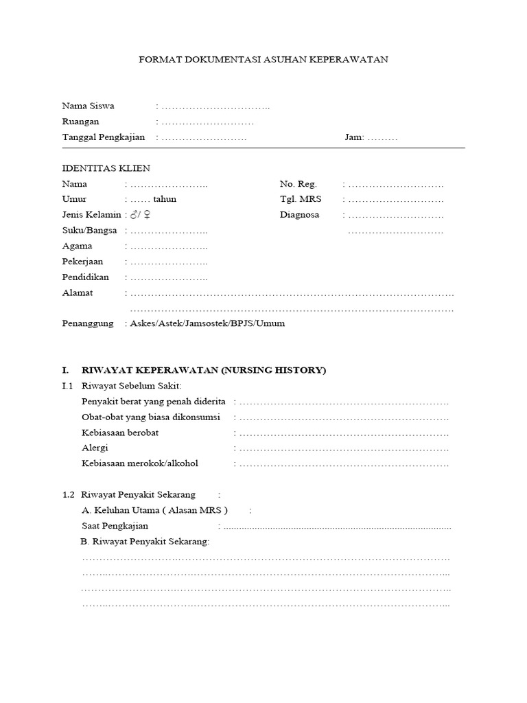 Format Pengkajian Dan Analisa Data | PDF