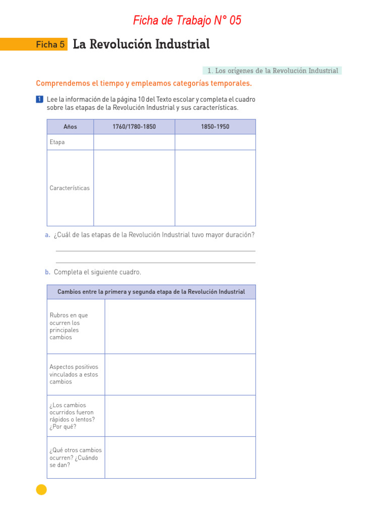 La Revolución Industrial: Ficha de Trabajo #05 | PDF | Revolución industrial | Campesino