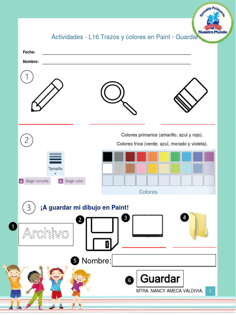 Actividad - L16 Trazos y Colores en Paint 1ro | PDF